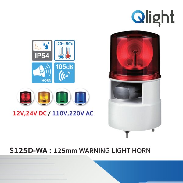 [S125D-WA] Ø125mm Bulb Revolving Light & Electric Horn/Alarms - Qlight ...