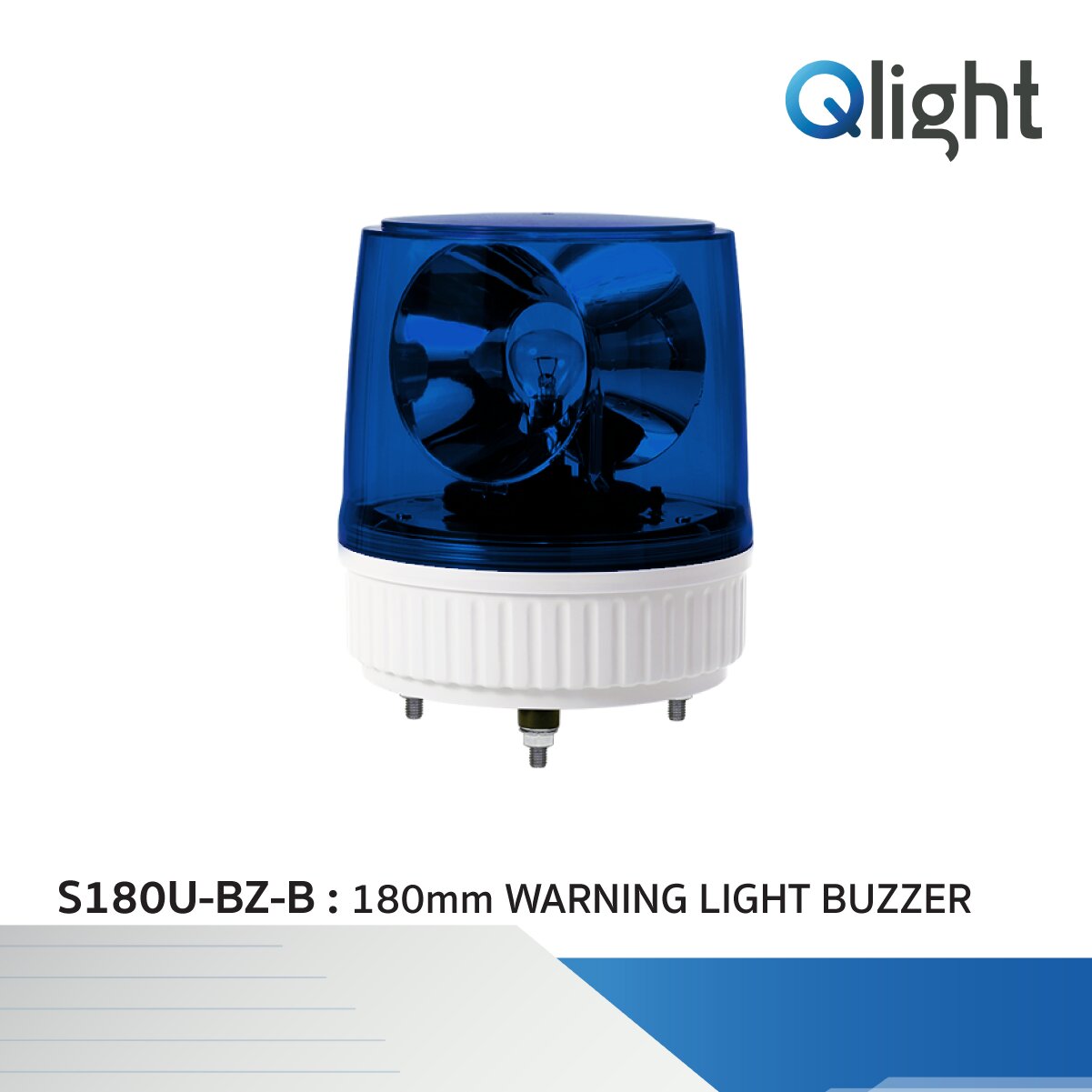 [S180U-BZ] Ø180mm Bulb Revolving Warning Light with Buzzer - Qlight Thailand
