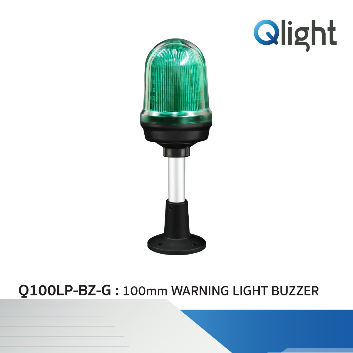 [Q100LP-BZ] Ø100mm Pole Mount LED Steady/ Flashing Signal Light with Buzzer - Qlight Thailand