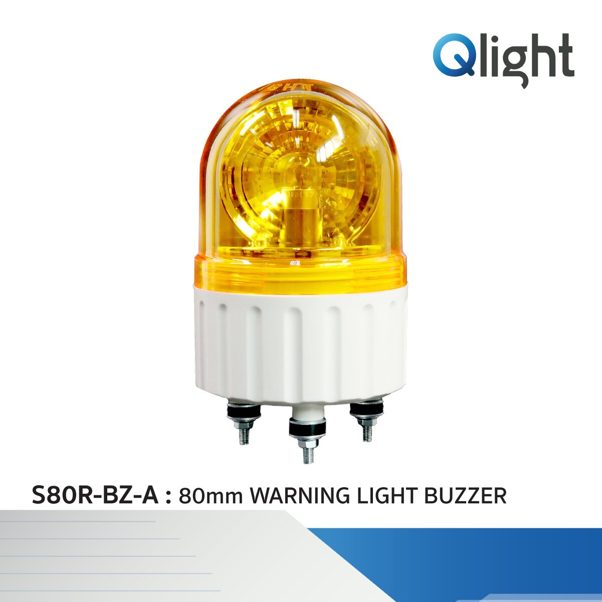 [S80R-BZ] Ø80mm Bulb Revolving Warning Light with Buzzer - Qlight Thailand