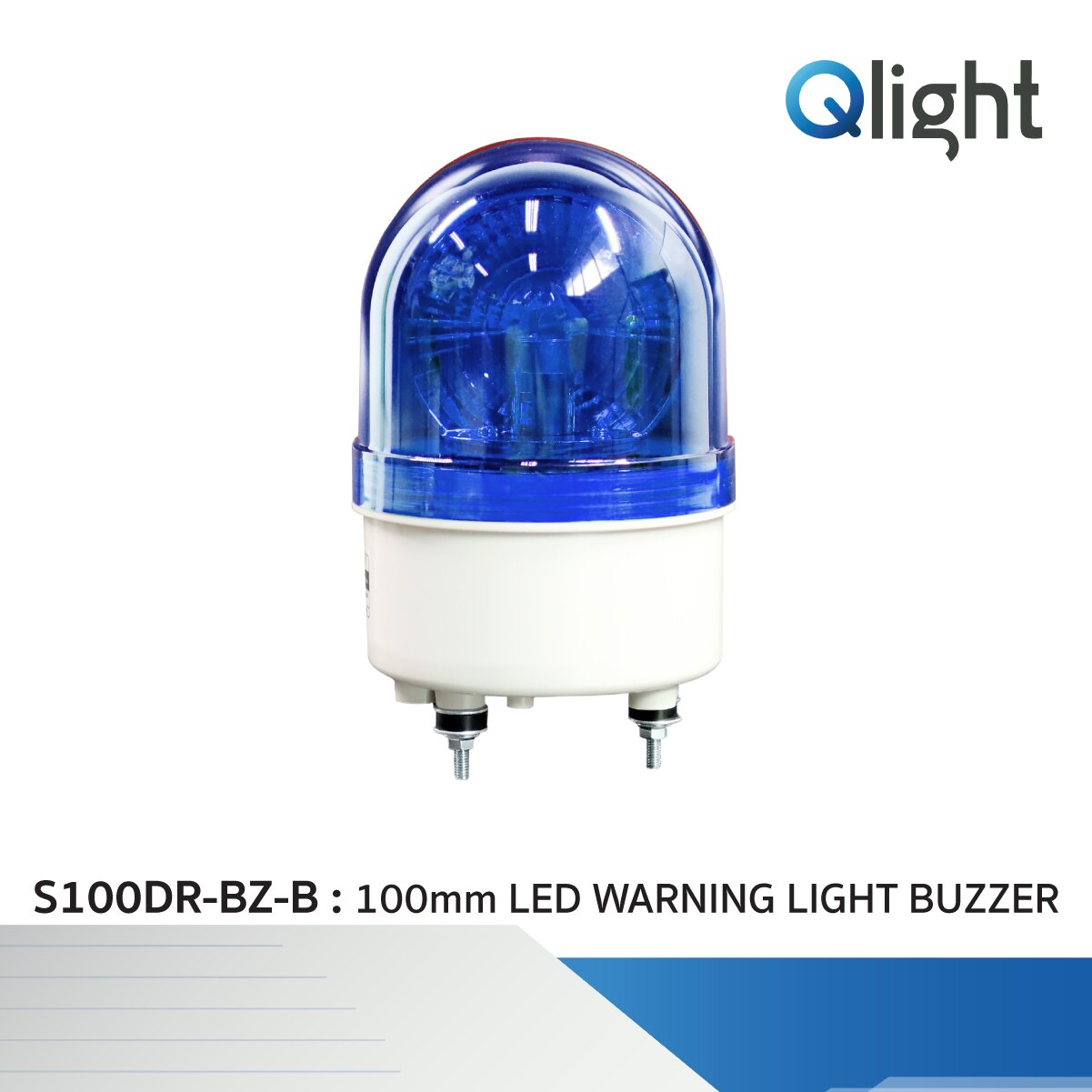[S100DR-BZ] Ø100mm LED Revolving Warning Light with Buzzer - Qlight Thailand