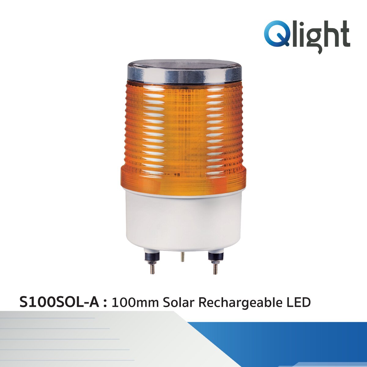 [S100SOL] Ø100mm Solar Rechargeable LED Flashing Signal Light - Qlight ...