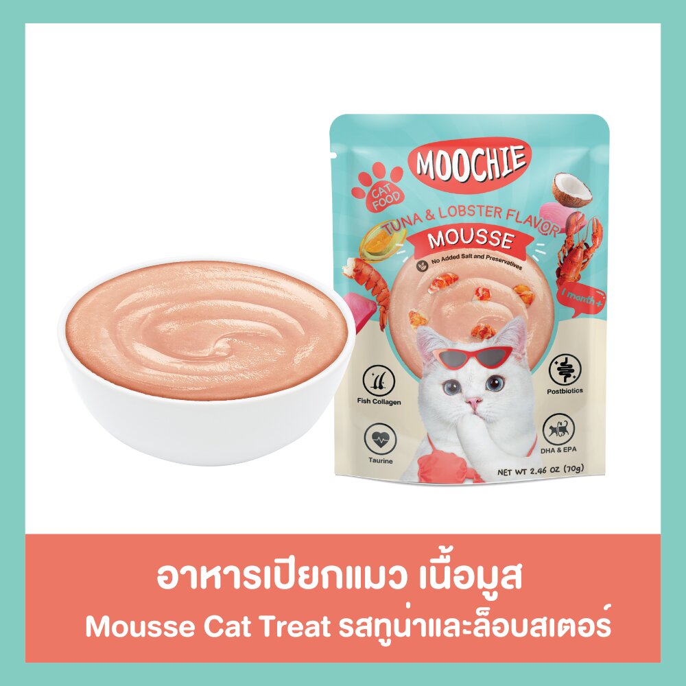 [48ซอง] Moochie Cat Mousse อาหารเปียกแมวเนื้อมูส 70g. - Moochiepetfood