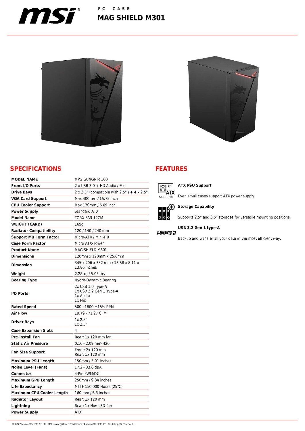 MSI Case-PC MAG SHIELD M301 (M-ATX/Mini ITX) ประกัน 2 ปี - GIGA IT SHOP
