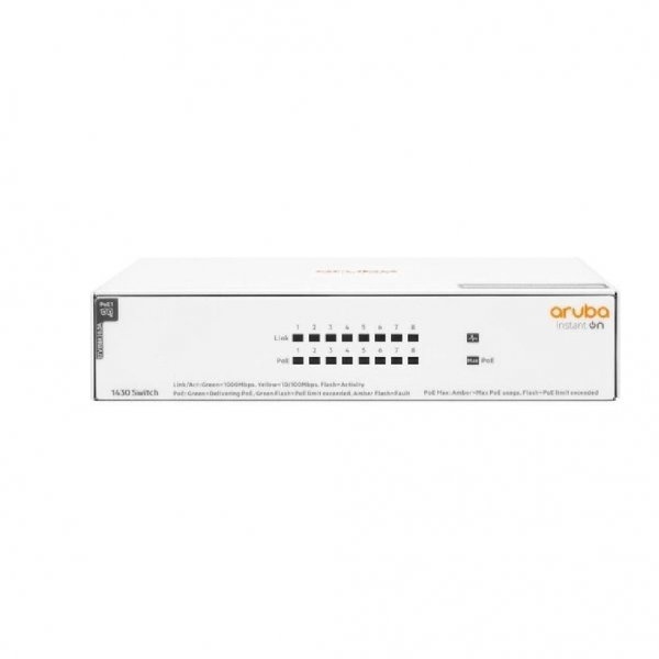 Aruba Instant On 1430 (R8R46A) 8G Class4 PoE 64W Switch (สวิตซ์ PoE ...