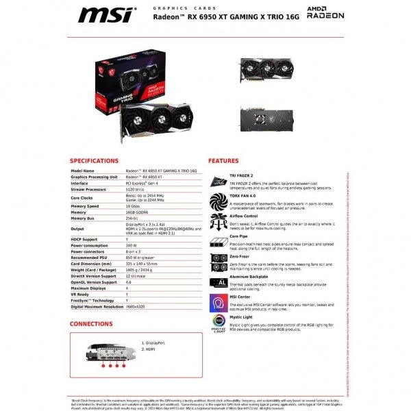 MSI VGA Card Radeon RX 6950 XT GAMING X TRIO 16G (16GB DDR6, 256-bit ...