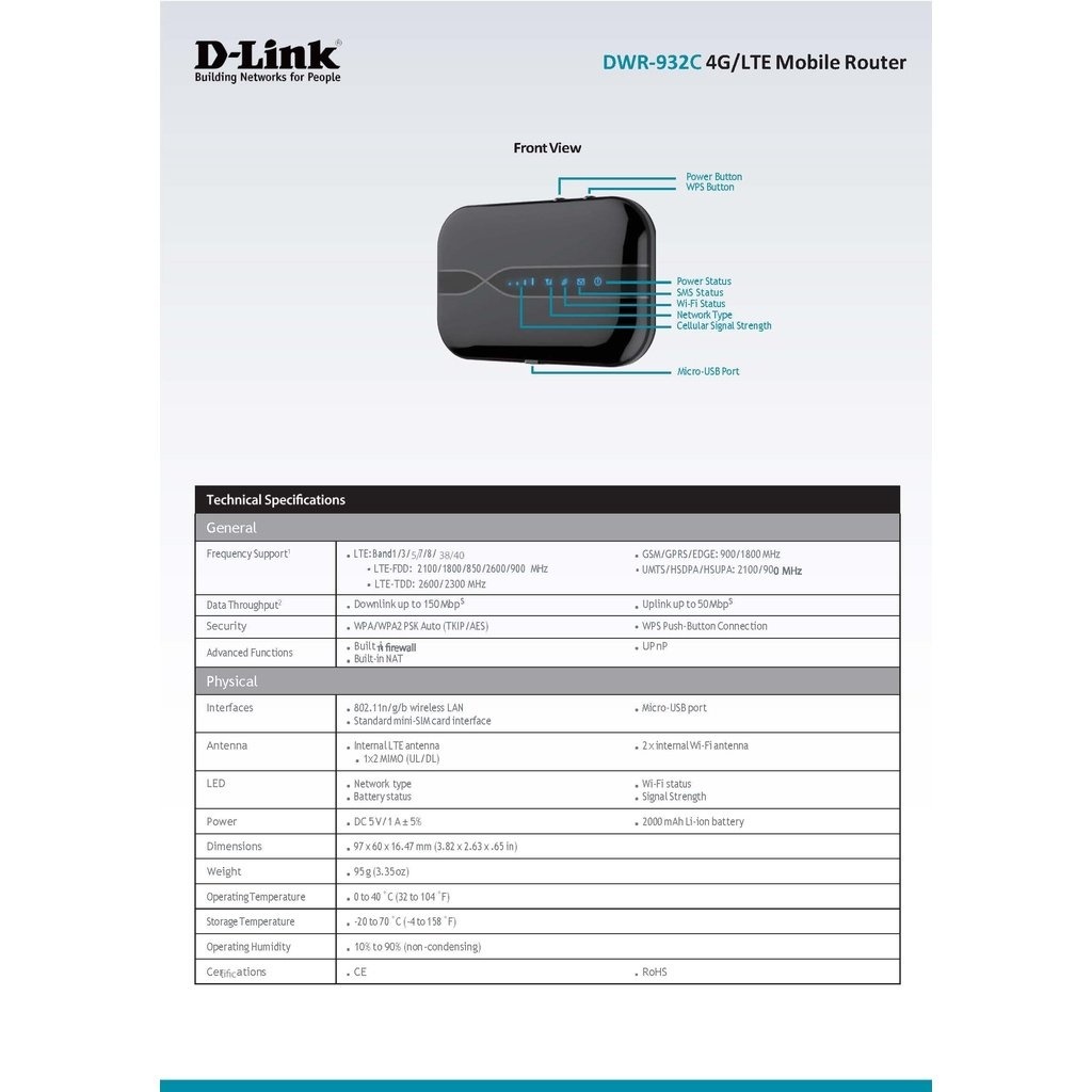 D-Link DWR-932C Pocket WiFi N300 รองรับ 4G ทุกเครือข่าย ใส่ซิมแล้วใช้งานได้ทันที ไม่ต้องตั้งค่า ...