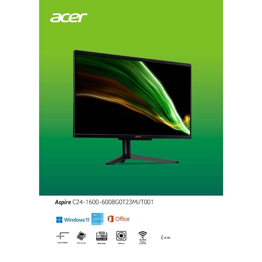 Acer All-in-One Aspire C24-1600-6008G0T23Mi/T001 23.8", Pentium N6005 ...