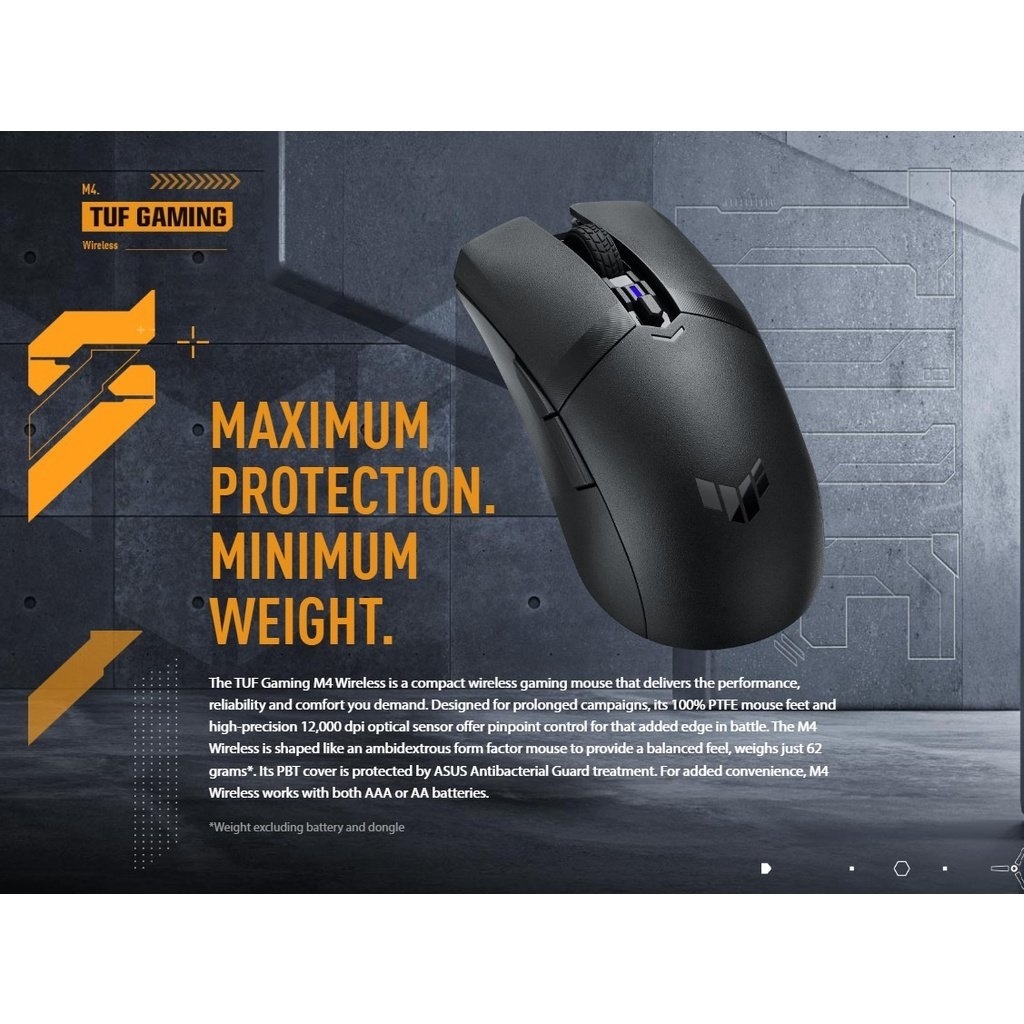 ASUS P306 TUF Gaming M4 Wireless Gaming Mouse (12000 DPI, RF 2.4GHz ...