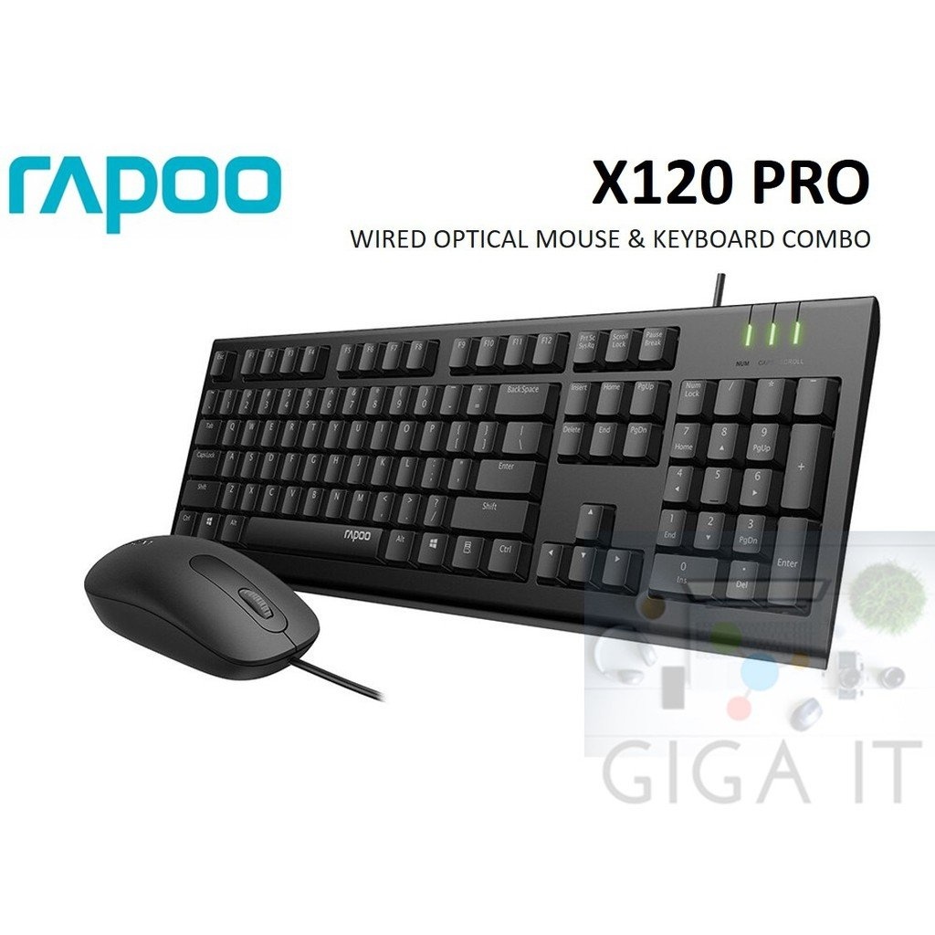 Rapoo X120Pro Keyboard & Mouse Wired USB Cable ประกัน 2 ปี - GIGA IT SHOP