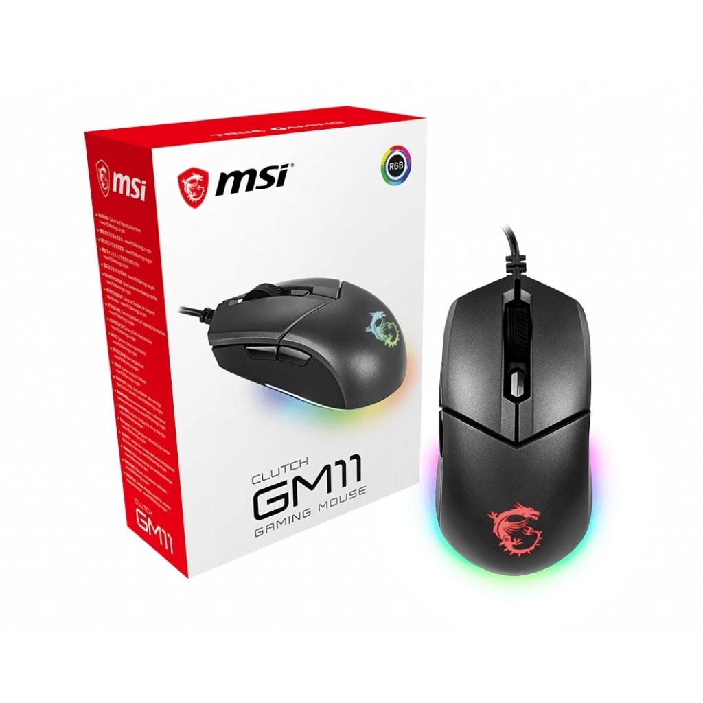 MSI Clutch GM11 Gaming Mouse (Wired Cable, RGB, 5000 DPI, PMW-3325 ...