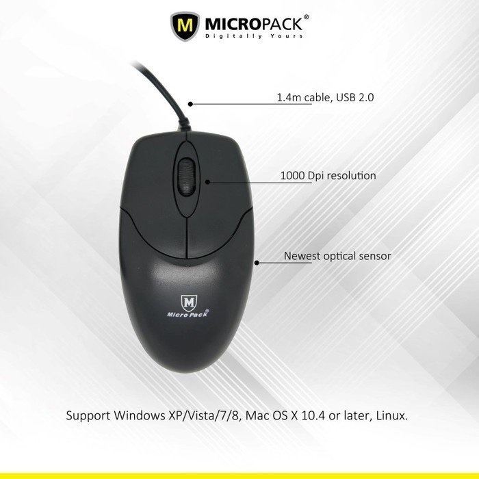 MicroPack M101 USB Cable Optical Mouse (Black) ประกัน 1 ปี - GIGA IT SHOP