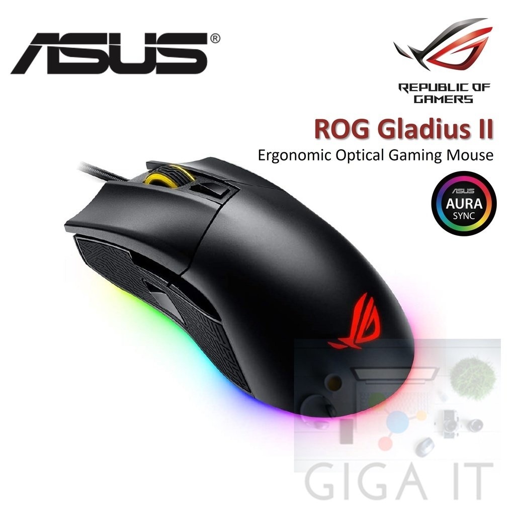 ASUS P502 ROG Gladius II RGB Gaming Mouse (12000 DPI, USB, 250 IPS ...
