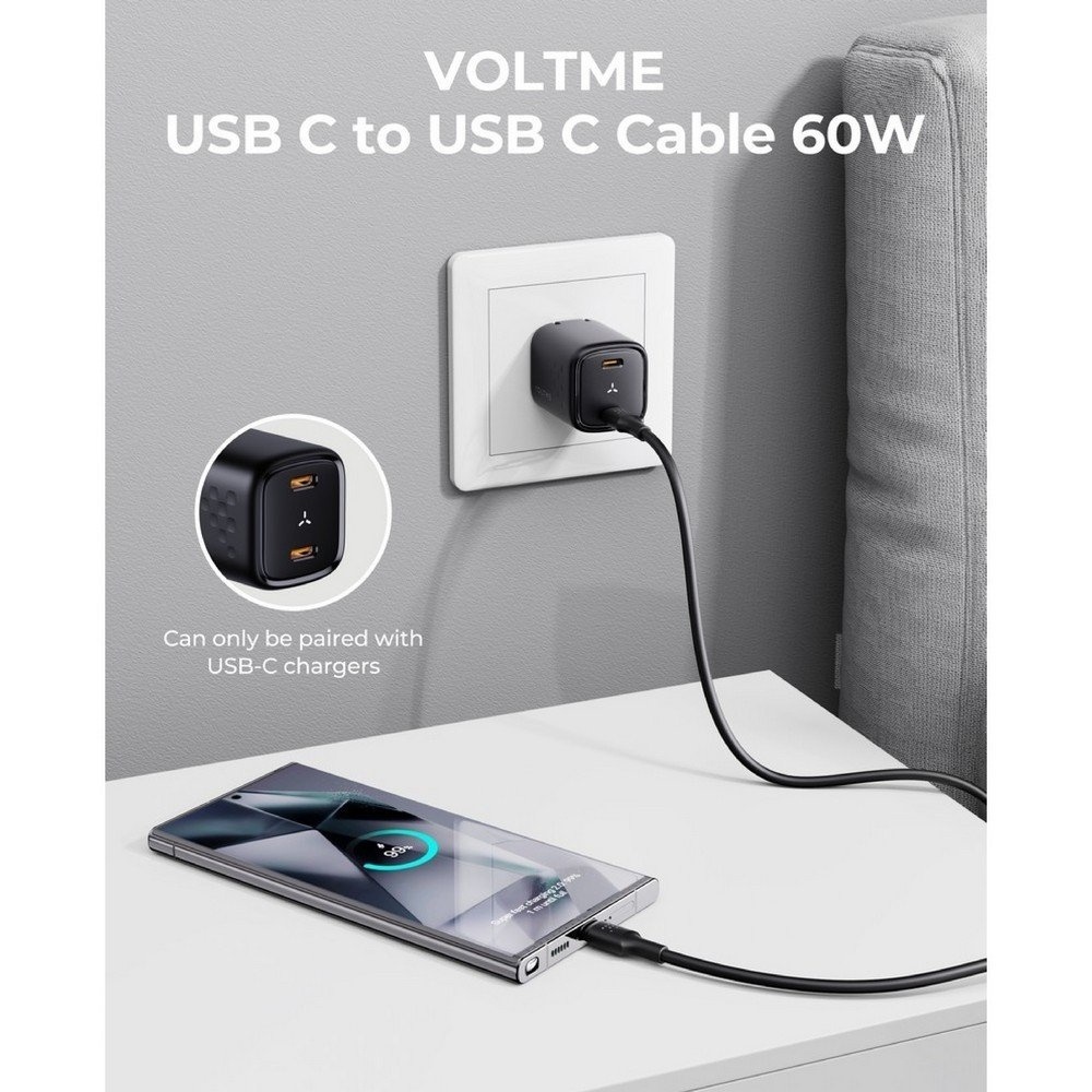 VOLTME POWERLINK EDC USB-C TO USB-C : 2M :60W - GIGA IT SHOP