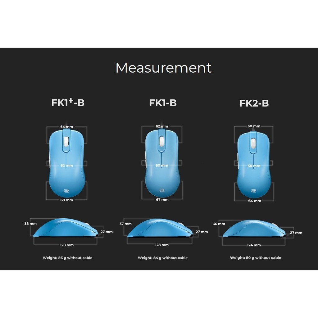 BenQ ZOWIE FK1+-B Divina Version Blue Mouse eSports Gaming Mouse (9H ...