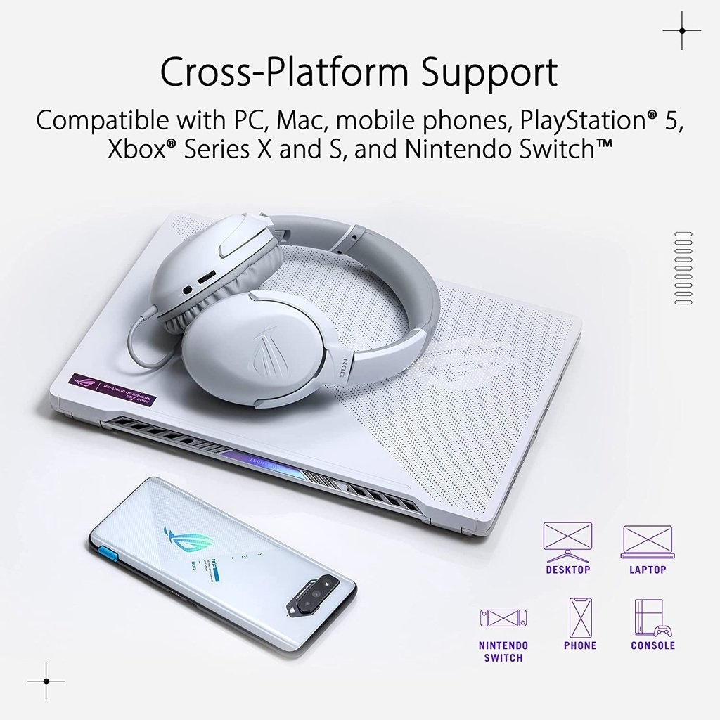 ASUS ROG Strix Go Core Moonlight White (3.5mm, Vitual 7.1, Volume & Mic ...