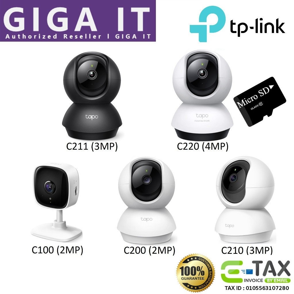 TP-Link กล้องวงจรปิด Tapo WiFi Indoor รุ่น C100 / C200 / C210 / C211 / C220 สินค้าแท้ ประกัน ...