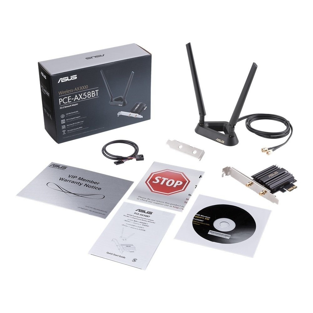 ASUS PCE-AX58BT AX3000 Dual Band PCI-E WiFi 6 (802.11ax) with 2 ext ...