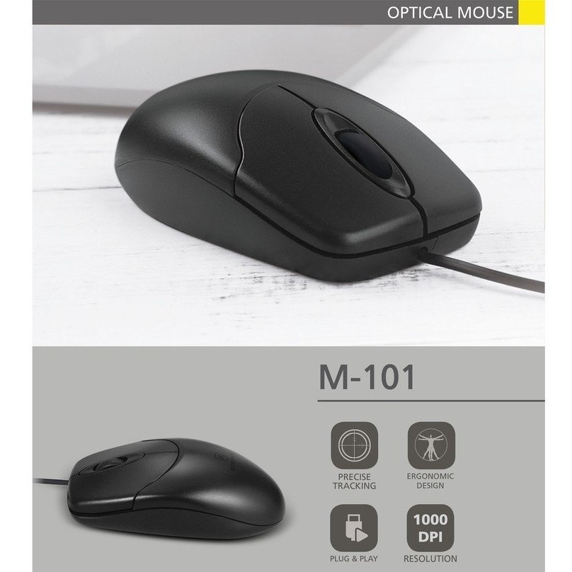 MicroPack M101 USB Cable Optical Mouse (Black) ประกัน 1 ปี - GIGA IT SHOP