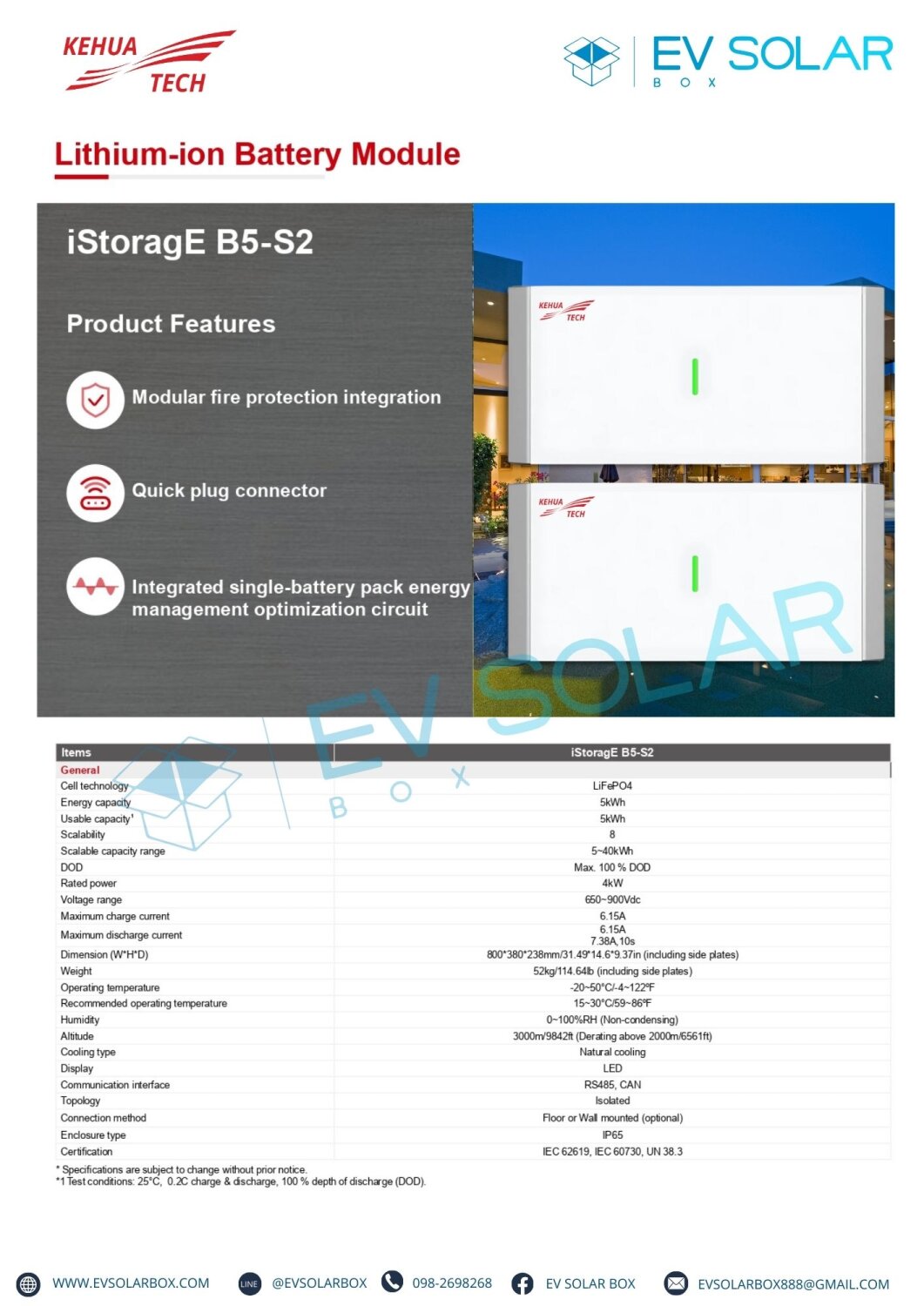 Kehua Lithum-ion Battery Moudule iStoragE B5-S2 Battery enery Copacity ...