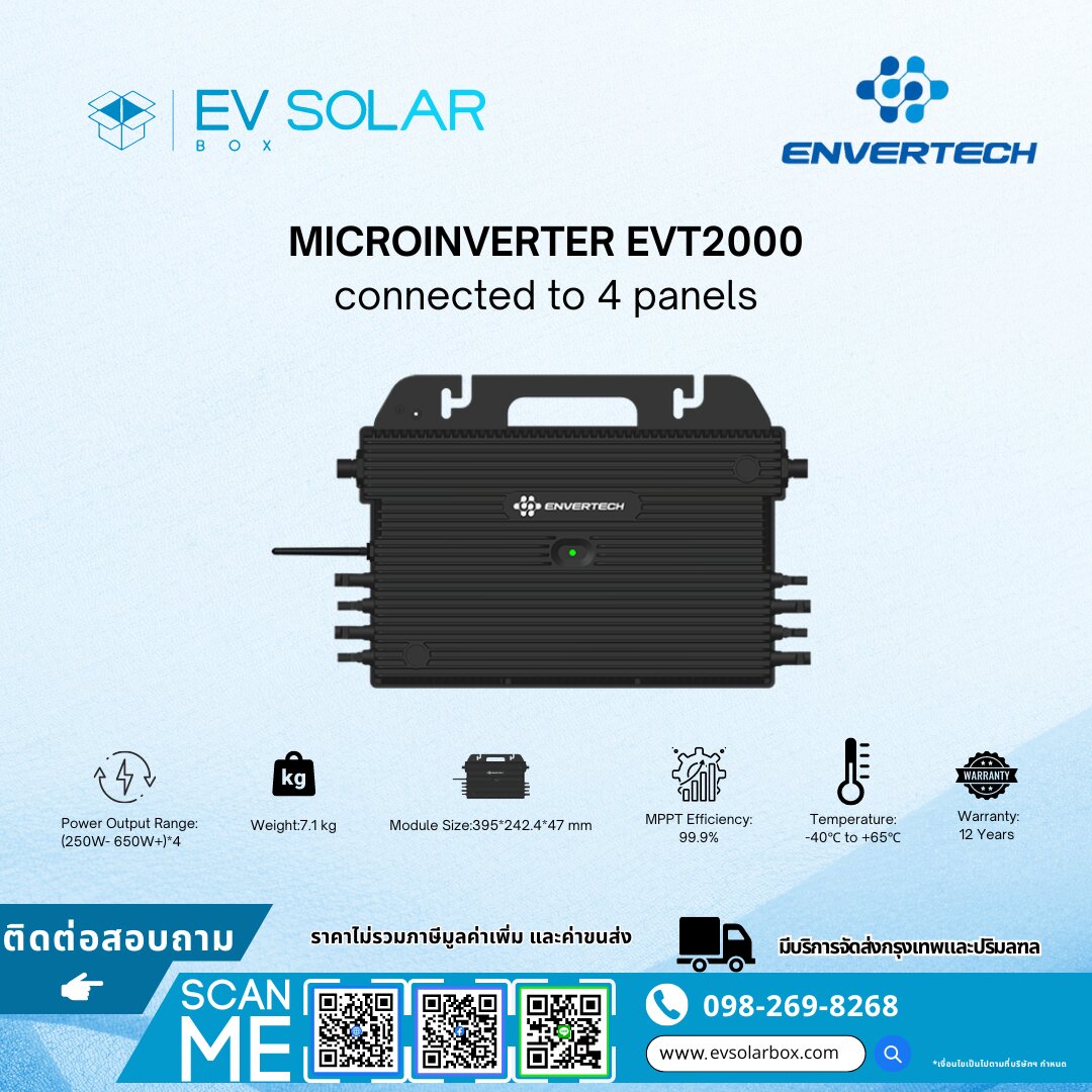 ไมโครอินเวอร์เตอร์ Envertech Micro inverter EVT2000 - Ev Solar Box