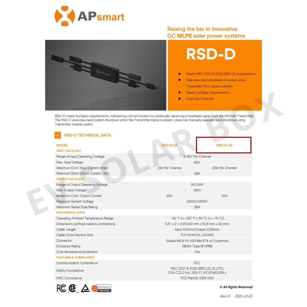 APSmart Rapid Shutdown RSD-D-20 - Ev Solar Box