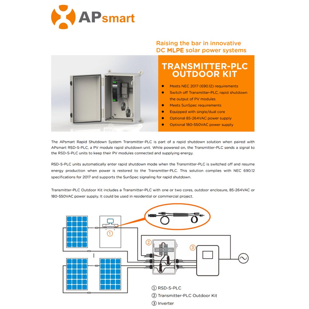 APSmart Rapid Shutdown Transmitter-PLC Outdoor Kit - Ev Solar Box