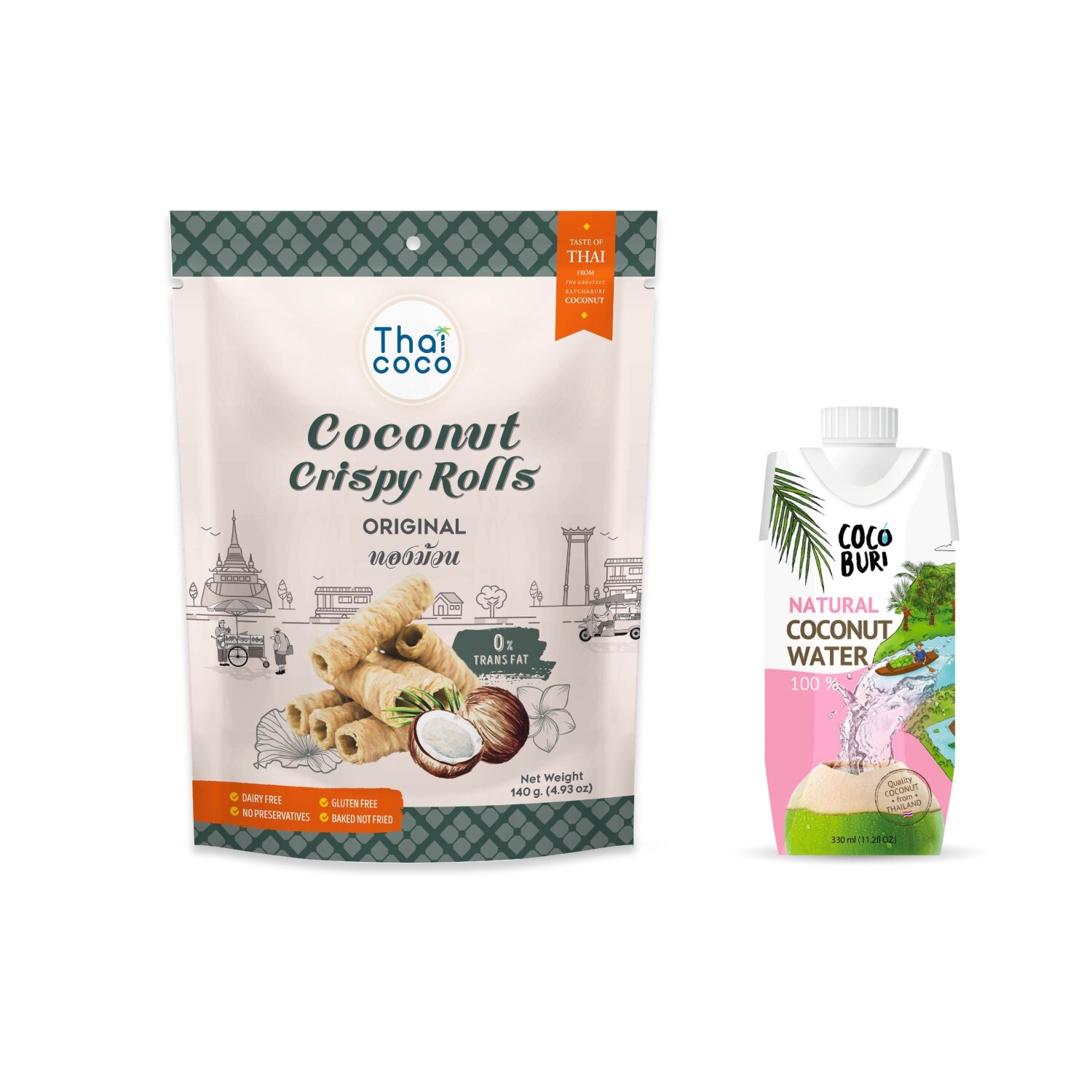 (2 ชิ้น) เซตคู่สุดคุ้ม Coconut Cripyroll Original + Coconut Water (Coco ...