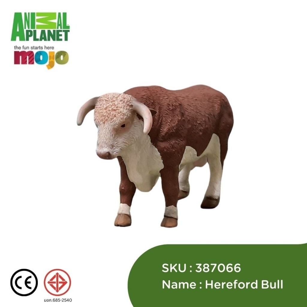 Figure Mojo โมเดล ของเล่นเด็ก Animal Planet Model 387066 Hereford Bull ...
