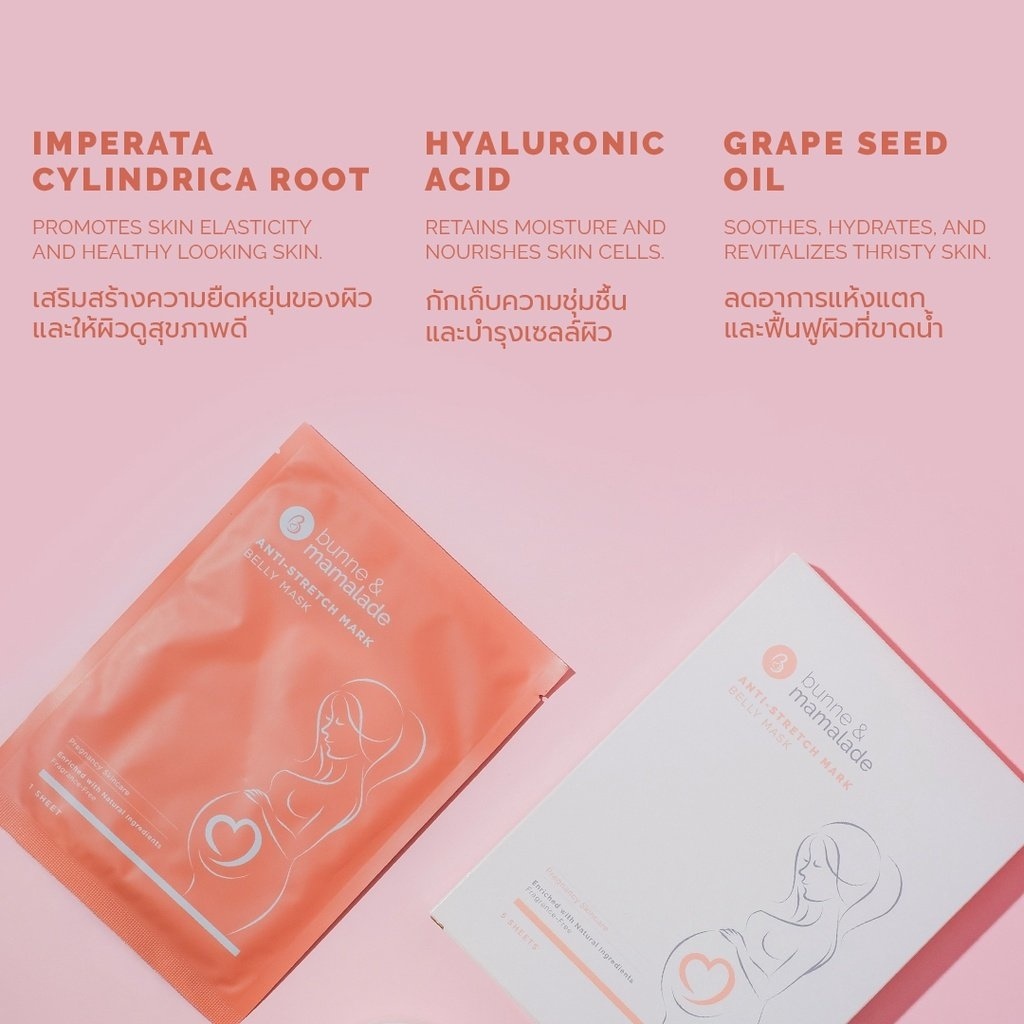 Anti Stretch Marks - Baby Bump Sheet Mask แผ่นมาส์กบำรุงผิวหน้าท้อง (1 ...