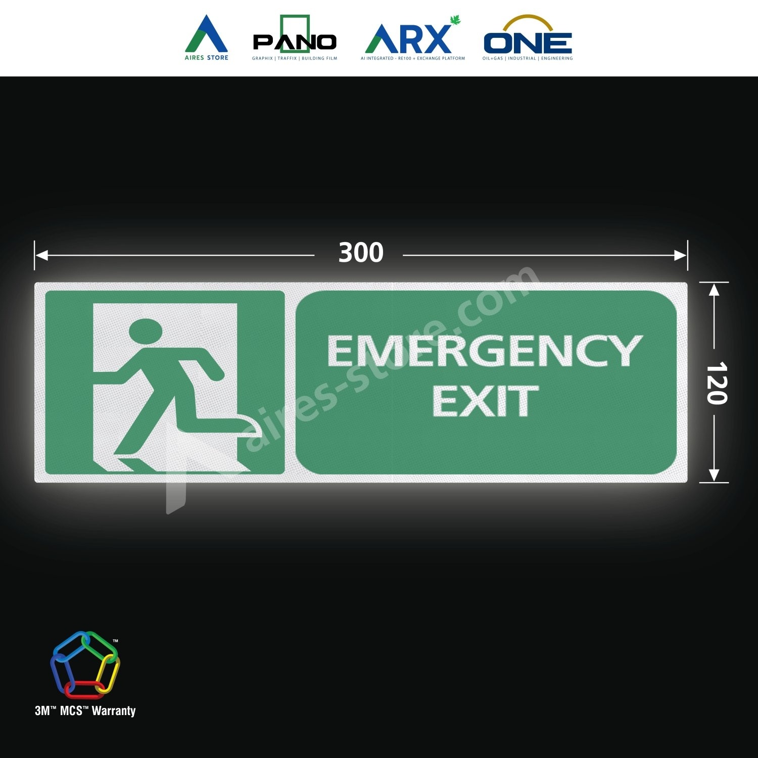 Safety Sign Board | Reflective (EG) | Sticker | (H) 120x300 | EMERGENCY ...