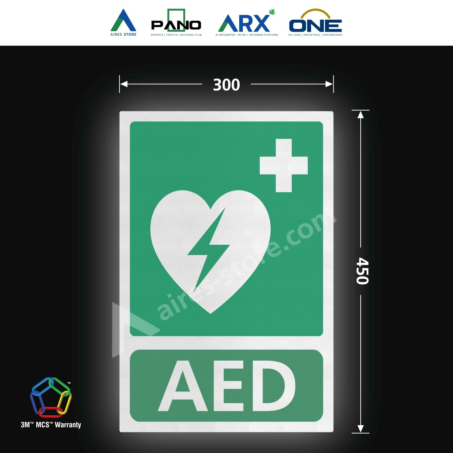 Safety Sign Board | Reflective (EG) | Aluminium | (L) 300x450 | AED [En ...