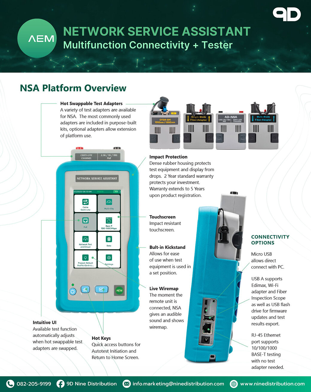 เครื่องทดสอบสายสัญญาณ Certi-Lite NSA K30E และ NSA K60E (Network Service Assistant) จากแบรนด์ AEM ...