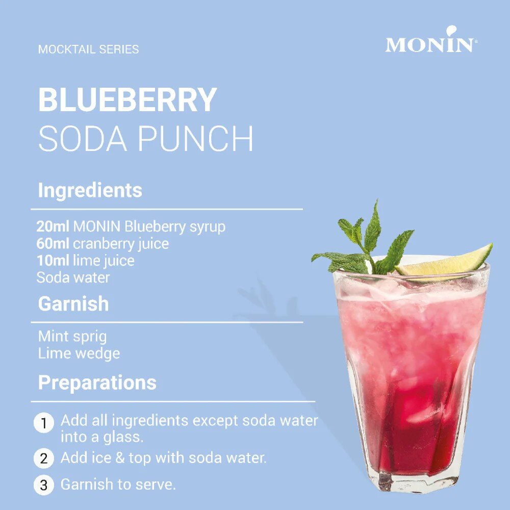 MONIN Blueberry Syrup 700 ml. 6 bottle โมนิน บลูเบอรี่ ไซรัป 6 ขวด ...