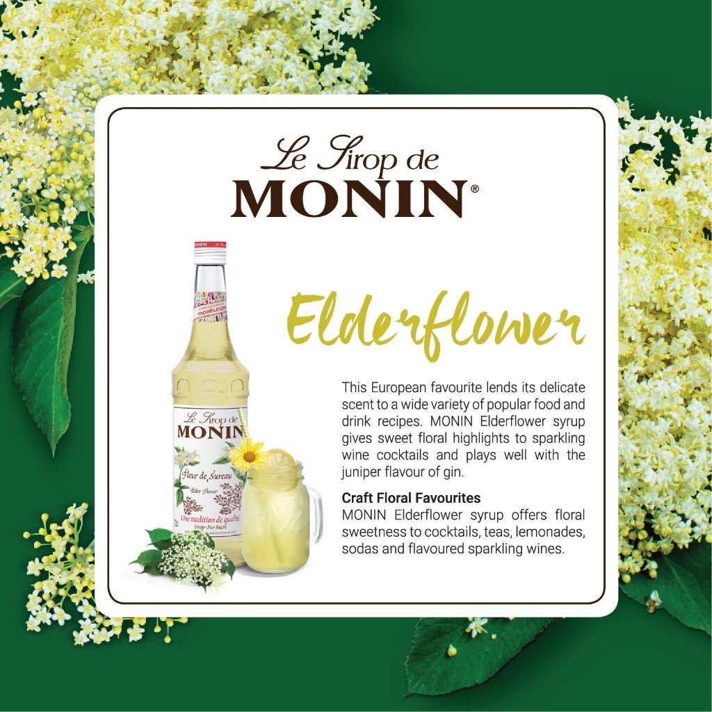 MONIN Elder Flower Syrup 700 ml. 1 bottle โมนิน เอลเดอร์ฟลาวเวอร์ ไซรัป ...