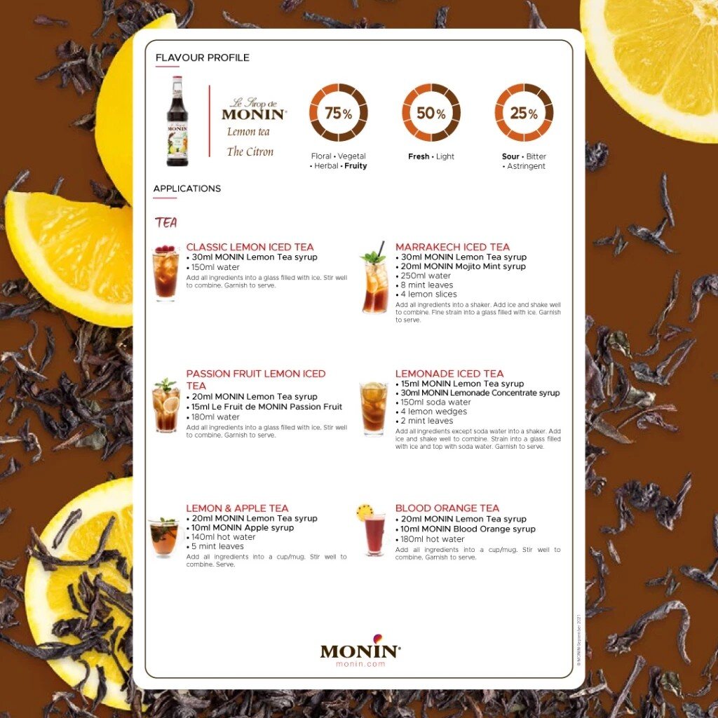 MONIN Lemon Tea Syrup 700 ml. 6 bottle โมนิน ชามะนาว ไซรัป 6 ขวด ...