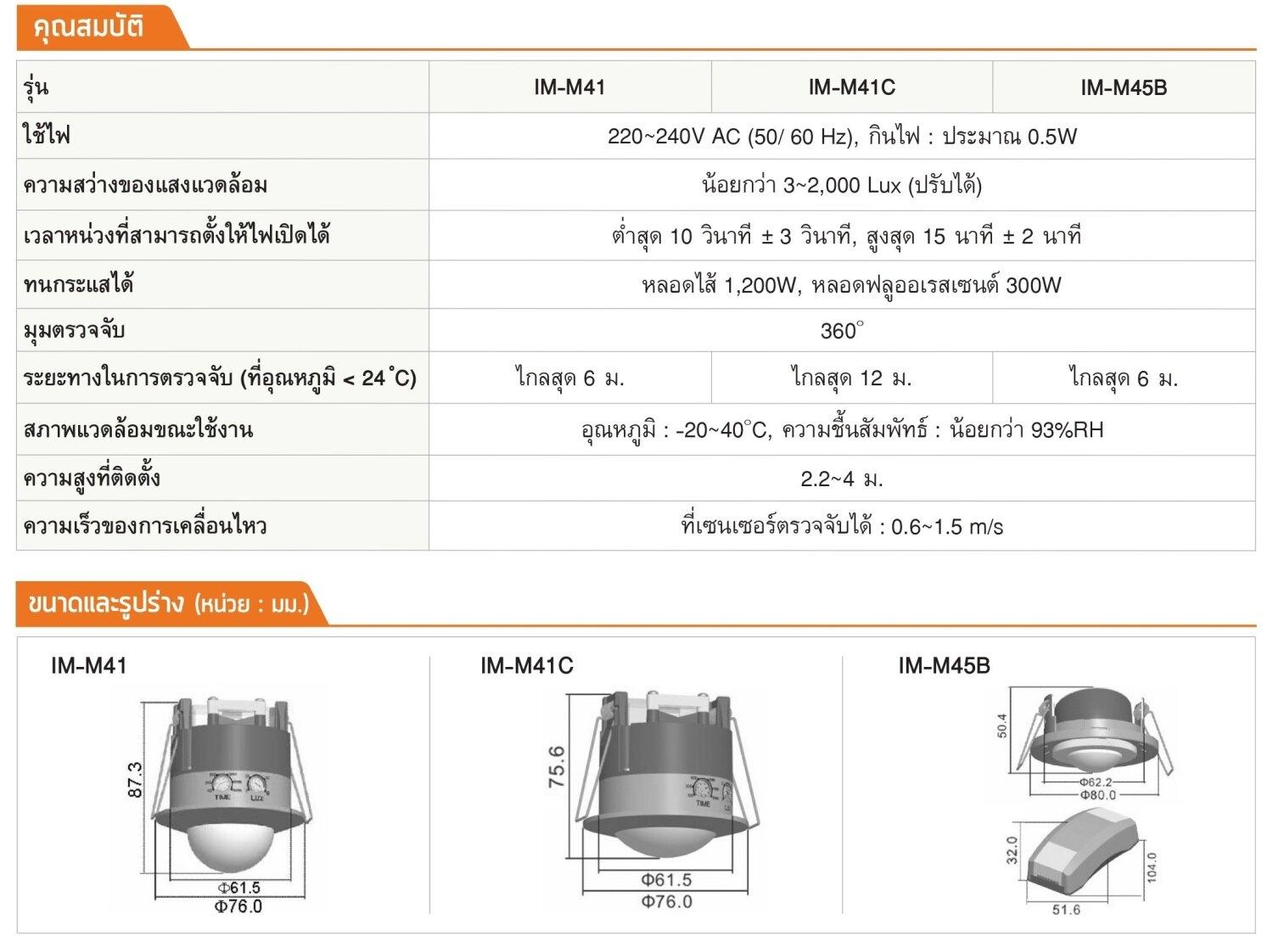 IMARI IM-M45B เซนเซอร์ตรวจจับความเคลื่อนไหวแบบอินฟราเรด แบบฝังในฝ้า ...