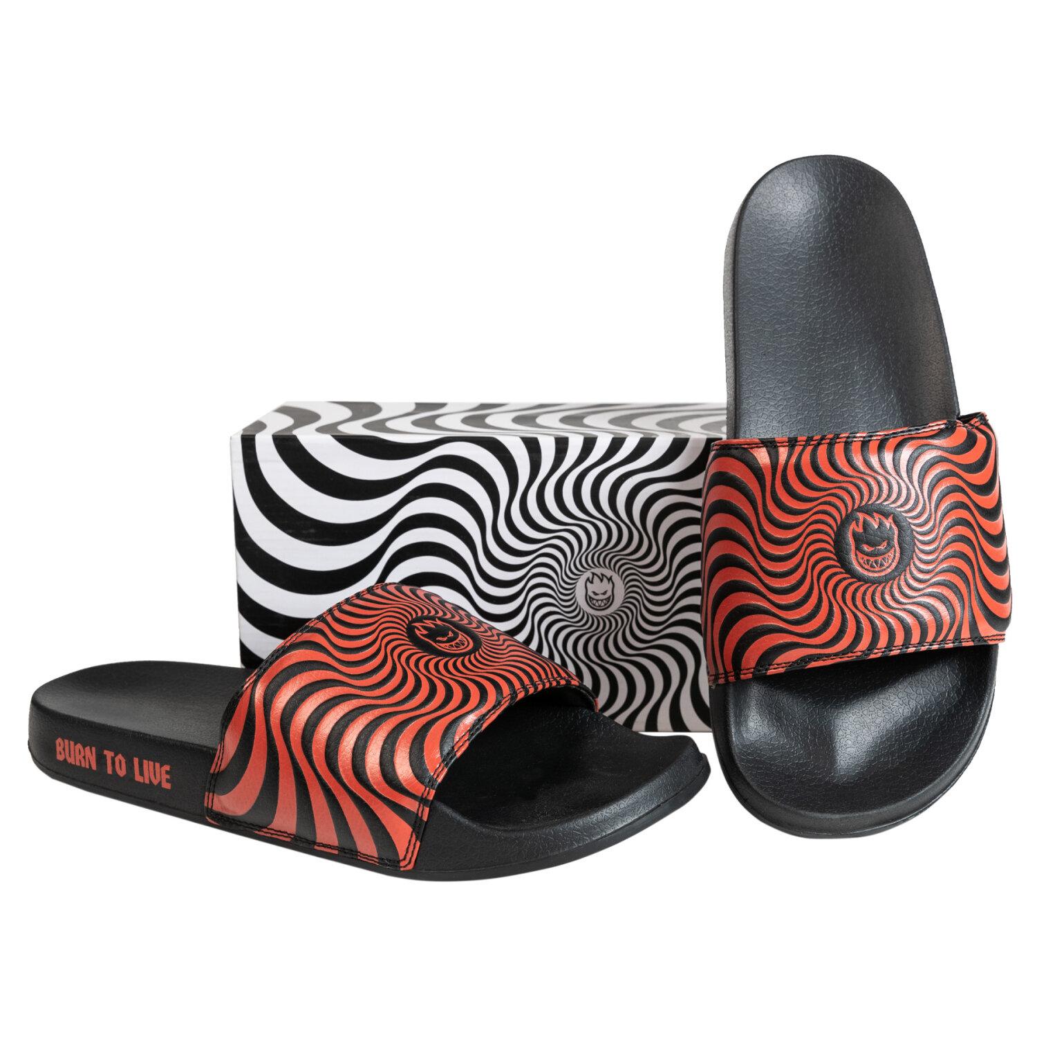 SPITFIRE : CLASSIC SWIRL SLIDE SANDALS - BLACK/RED - StreetBOX